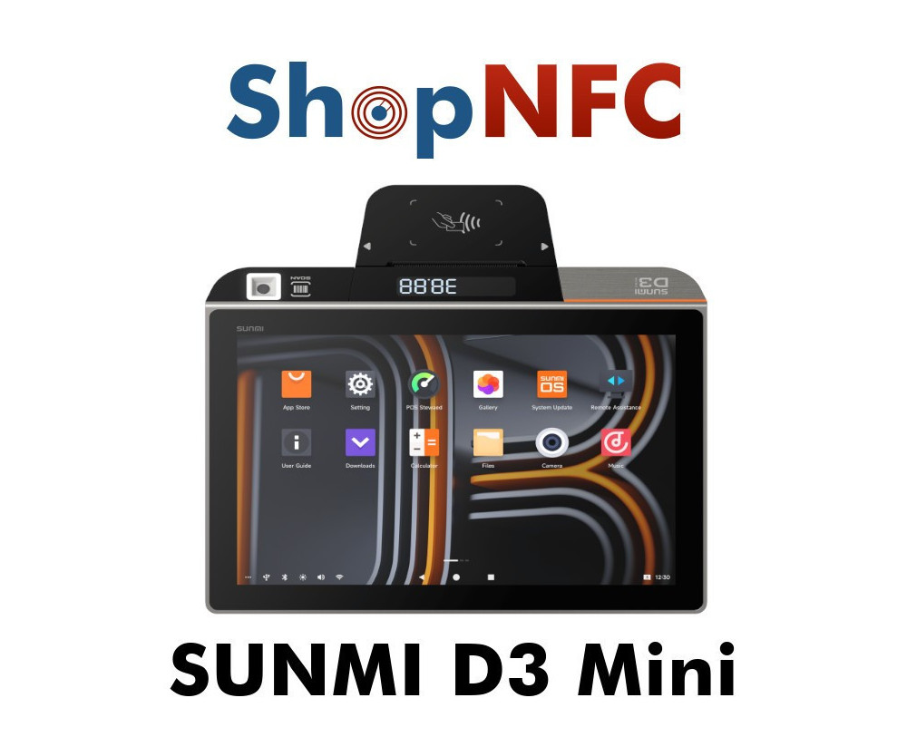 SUNMI D3 Mini - Terminal de point de vente Android - Sans GMS, imprimante 58 mm, câble UE, sans ...